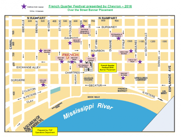 French Quarter Festival over-the-street banners hanging on Wednesday ...